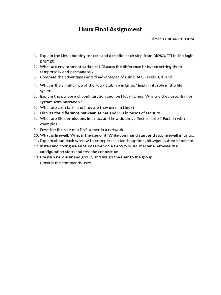 Linux Final Assignment | PDF