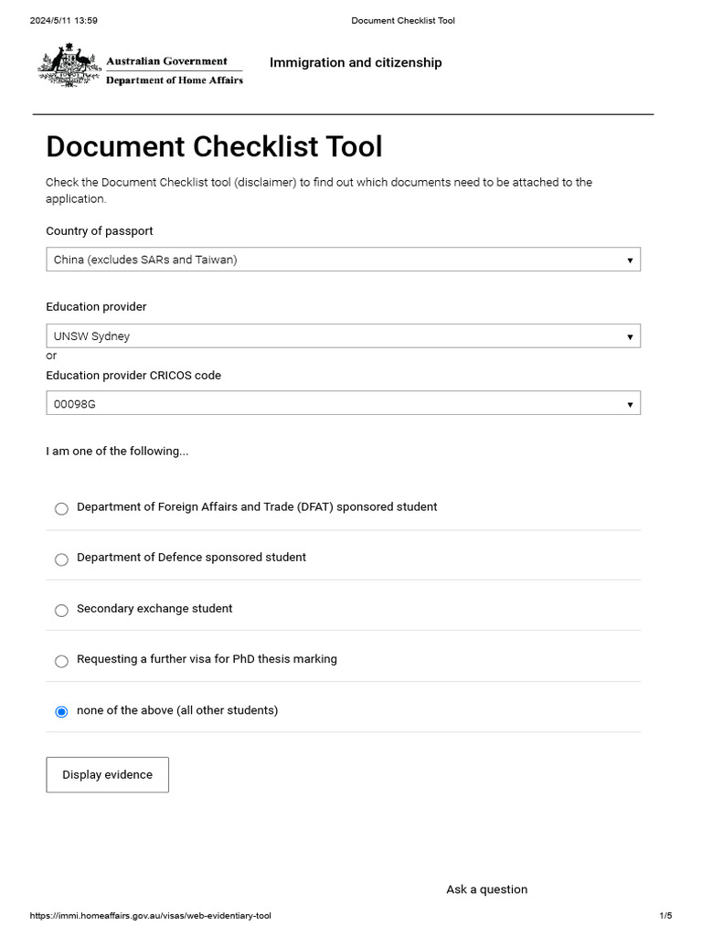 Document Checklist Tool | PDF