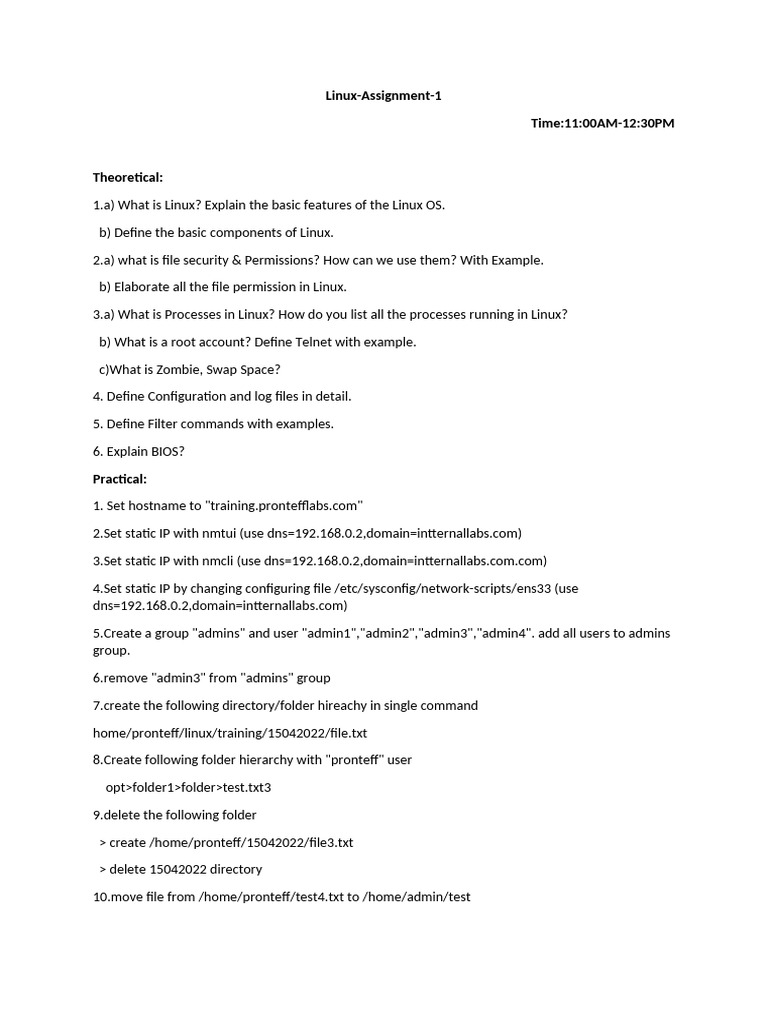Linux OS Basics and Practical Assignments | PDF | Teaching Methods & Materials | Computers