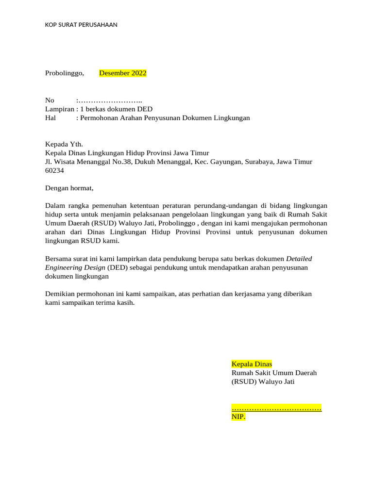 Draft Surat Permohonan Arahan | PDF