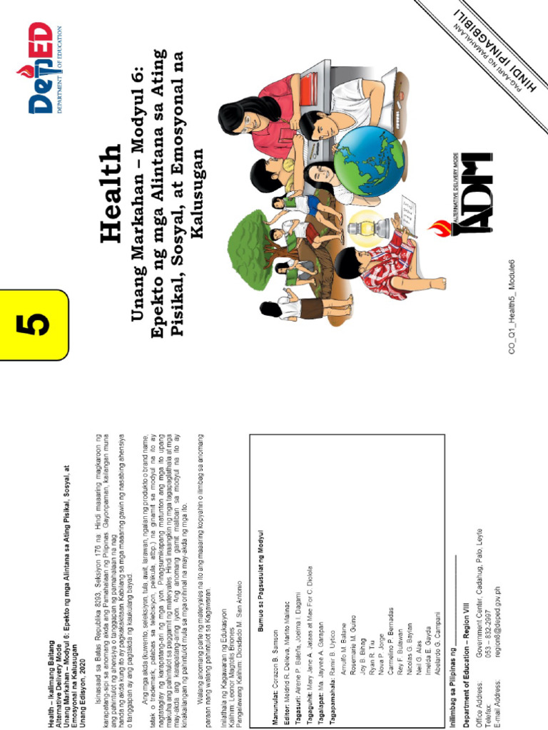 Grade 5 Mapeh (Health) Module 6 Quarter 1 | PDF