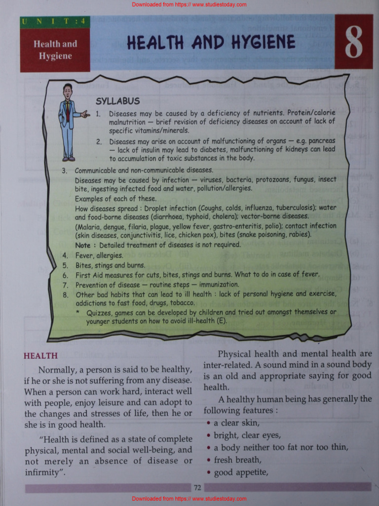 ICSE Class 8 Biology Chapter 08 Health and Hygiene | PDF