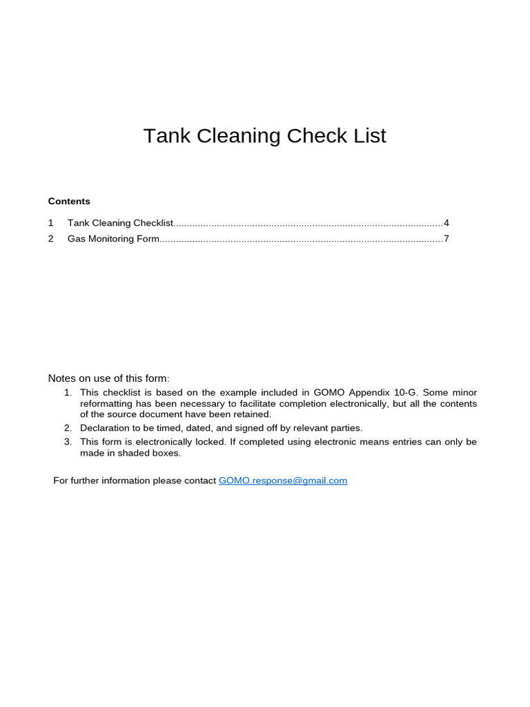 64a7437de83eb81db57da888 Appendix 10 G Rev 1 Tank Cleaning Checklist ...