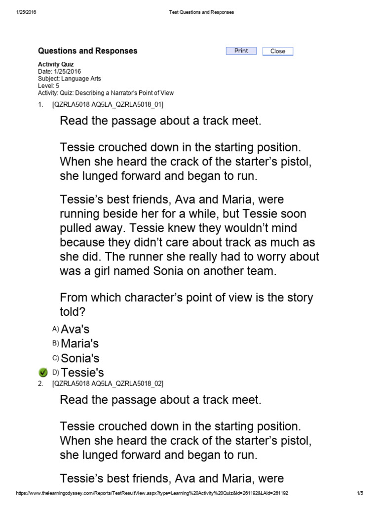 Activity Quiz - Describing A Narrators Point of View | PDF