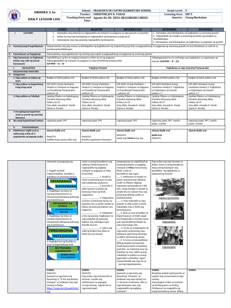 DLL_ESP 5_Q1_W5 | PDF