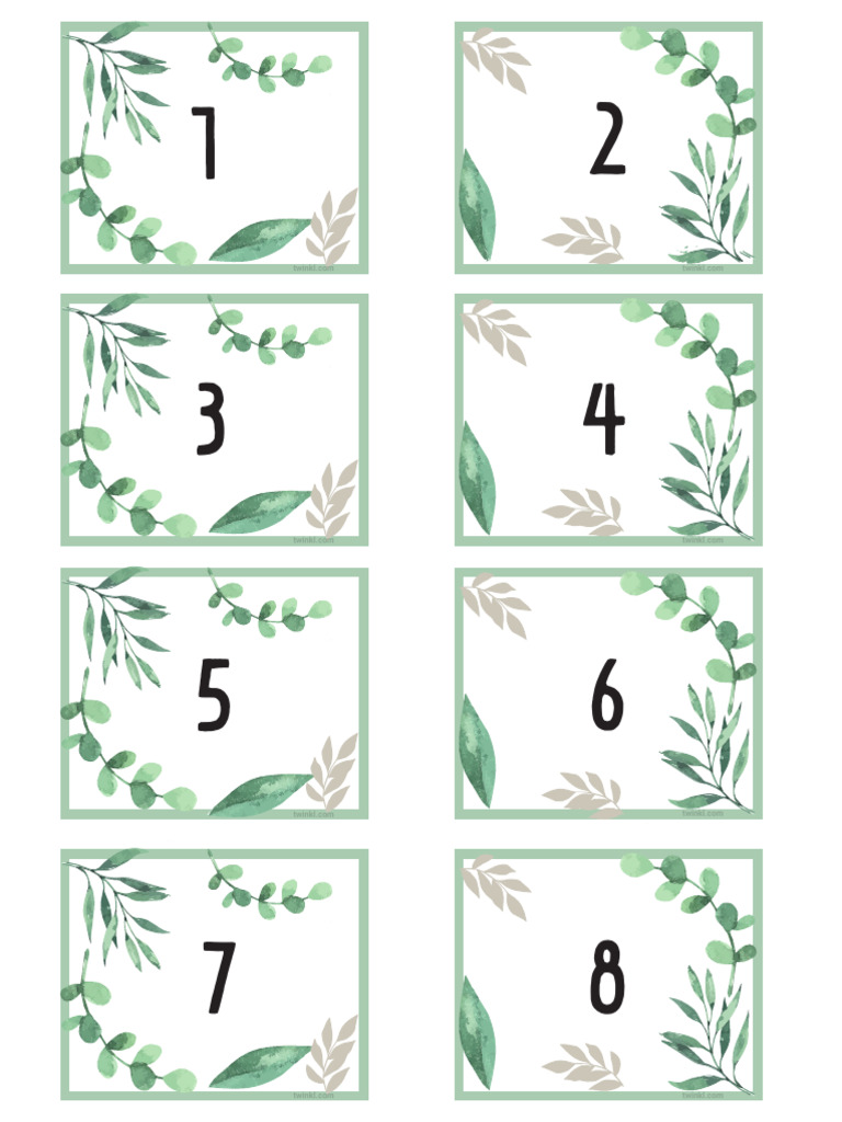 Botanical Date Number Cards | PDF