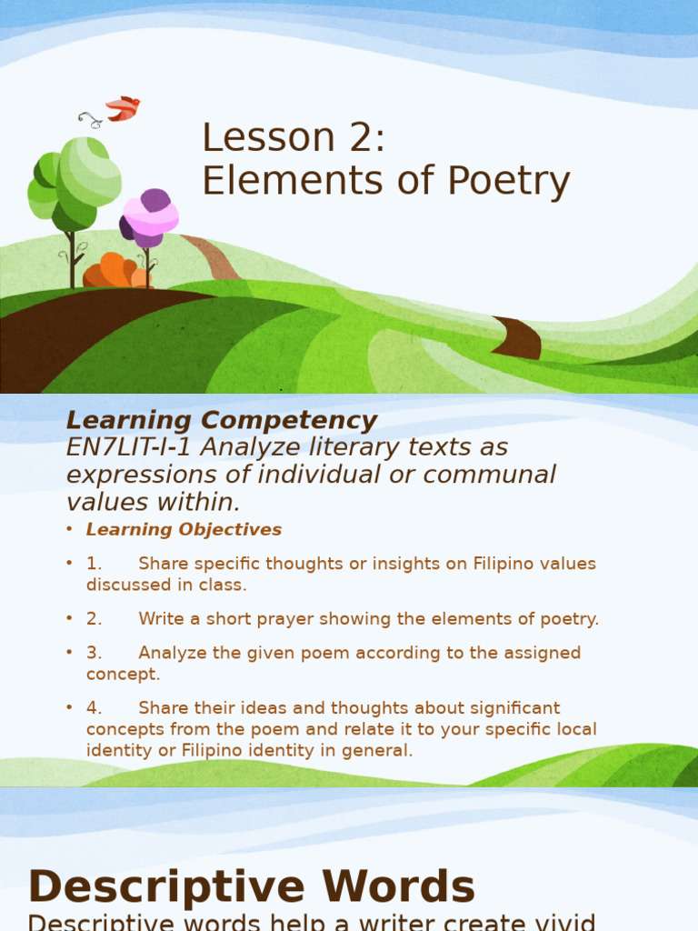 Lesson 2 Elements of Poetry | PDF