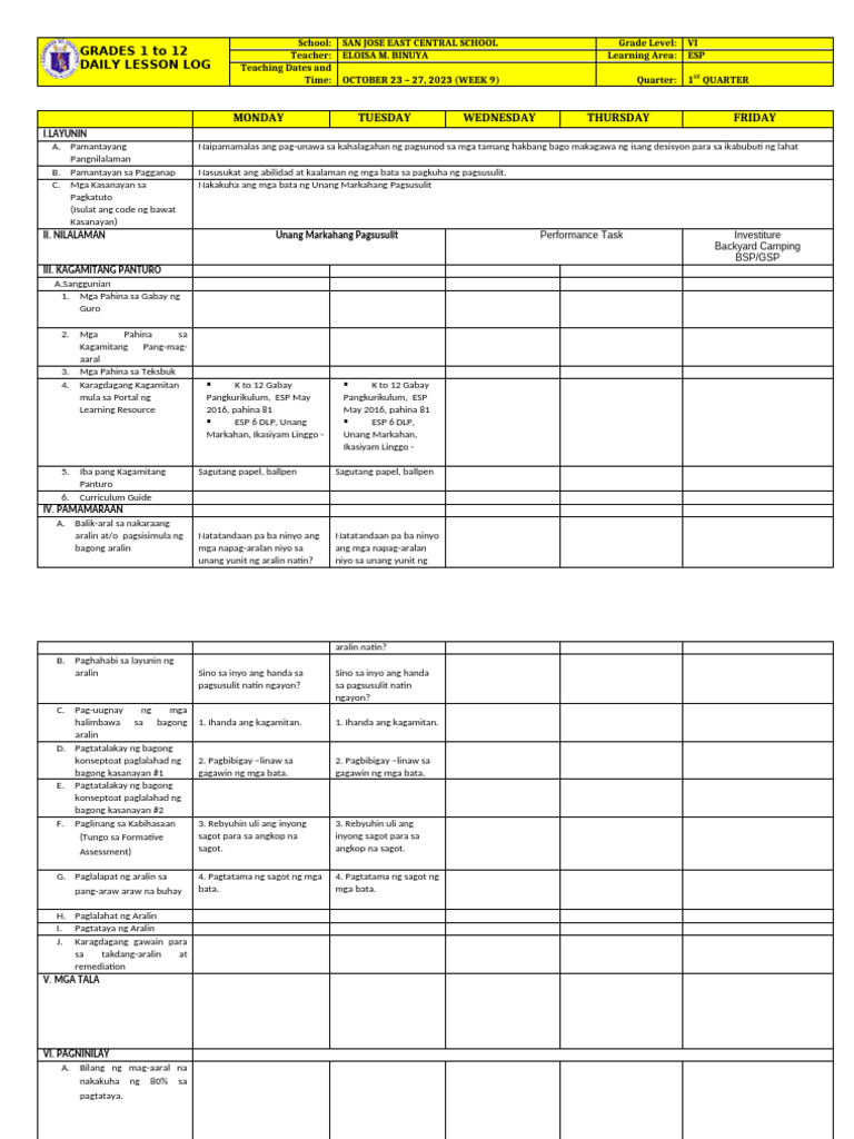 DLL - Esp 6 - Q1 - W9 | PDF
