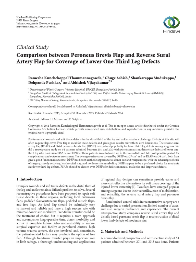 Comparison Between Peroneus Brevis Flap and Reverse Sural | PDF