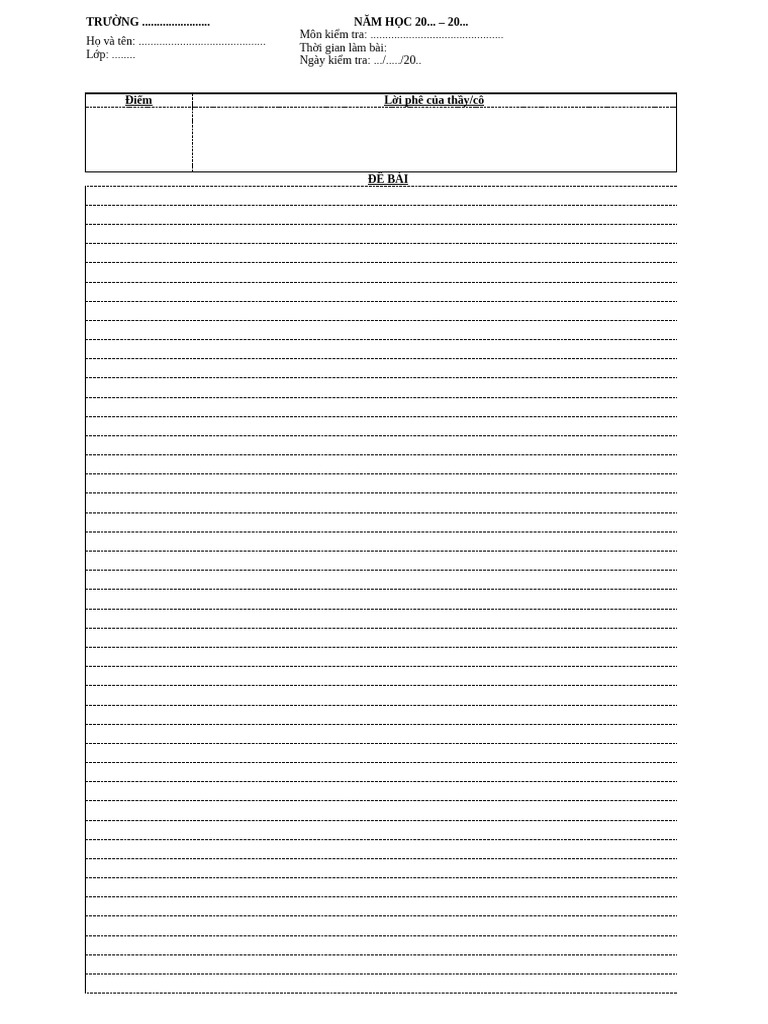 Mau Giay Thi A4 | PDF