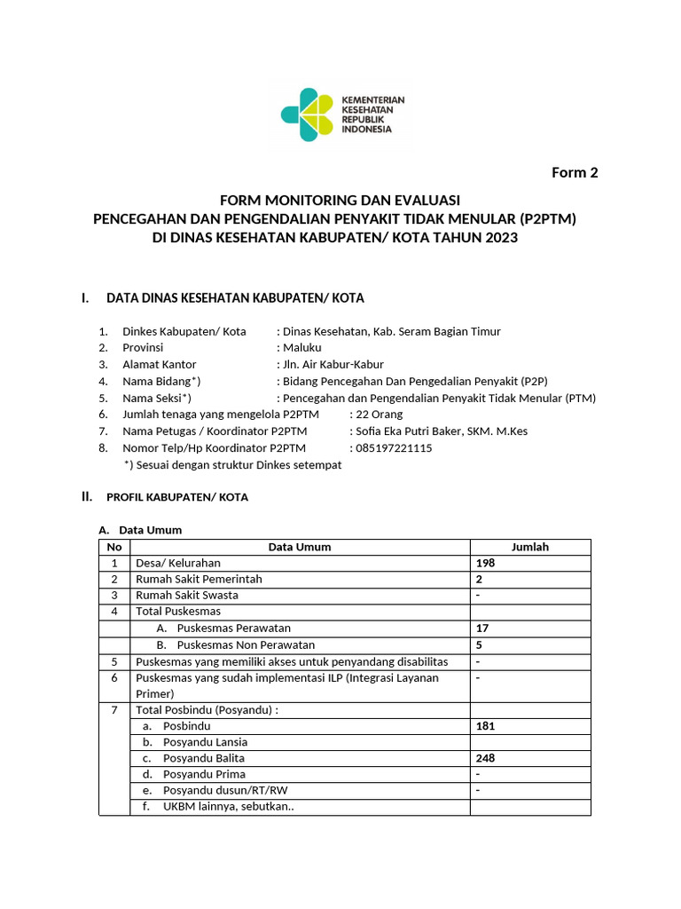 Form monev 2 DINKES SBT | PDF