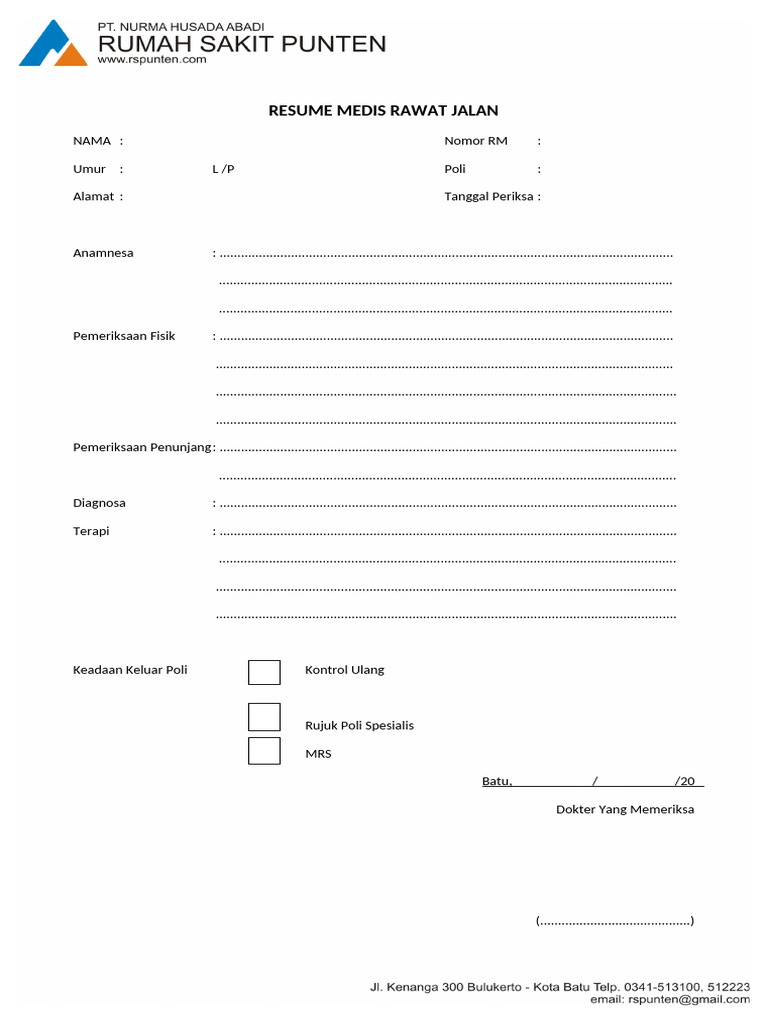 Resume Medis Rawat Jalan | PDF