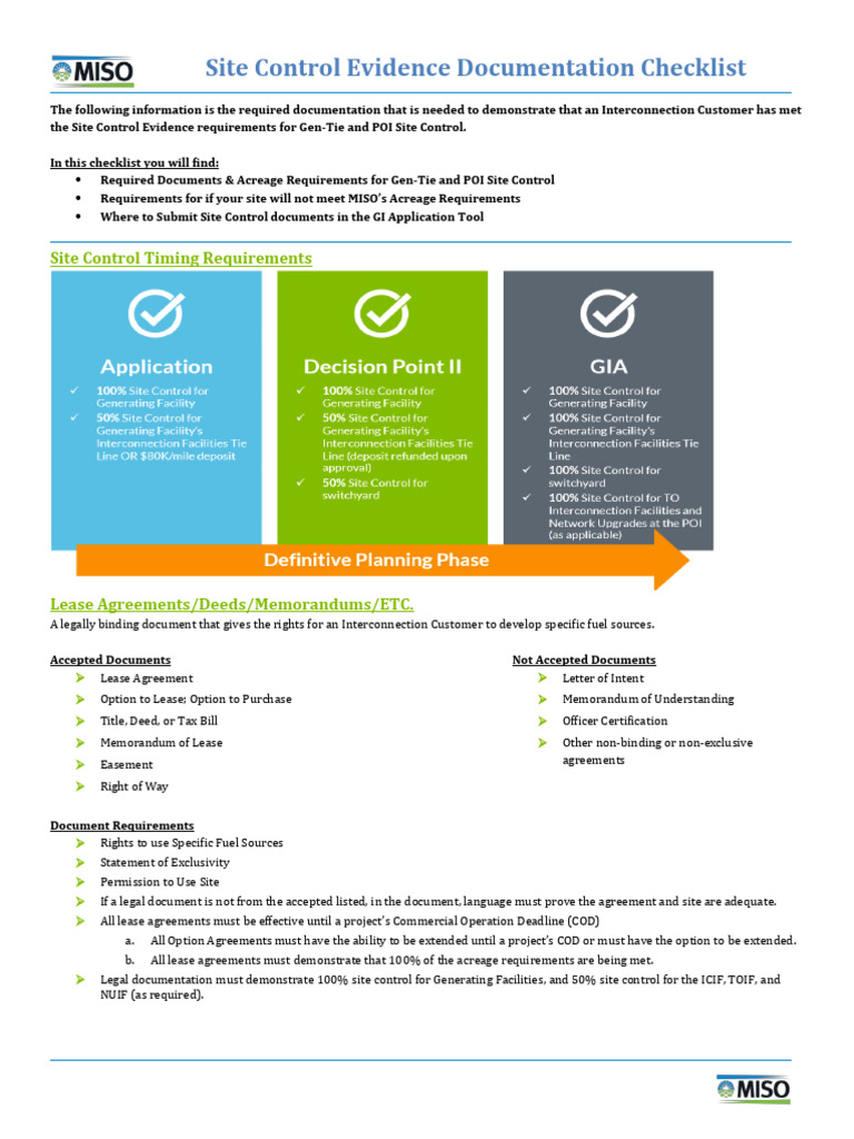 Site Control Submission Checklist625894 | PDF