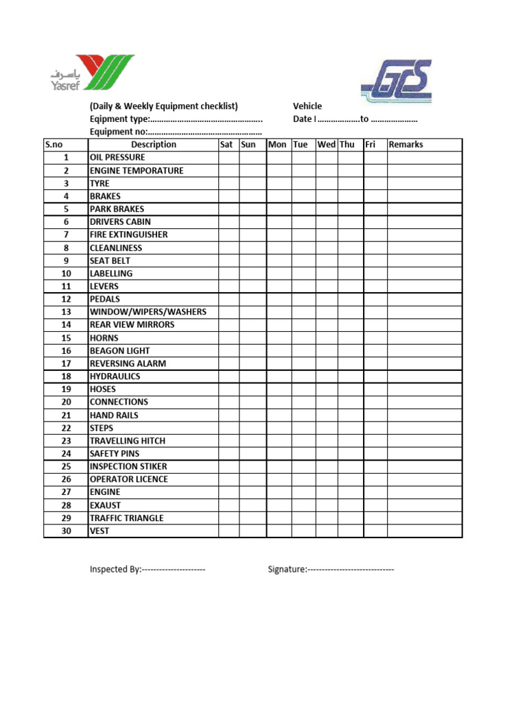 Bus Check List | PDF
