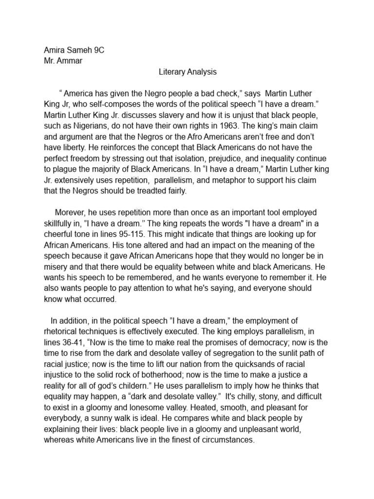 I Have A Dream Literary Analysis | PDF