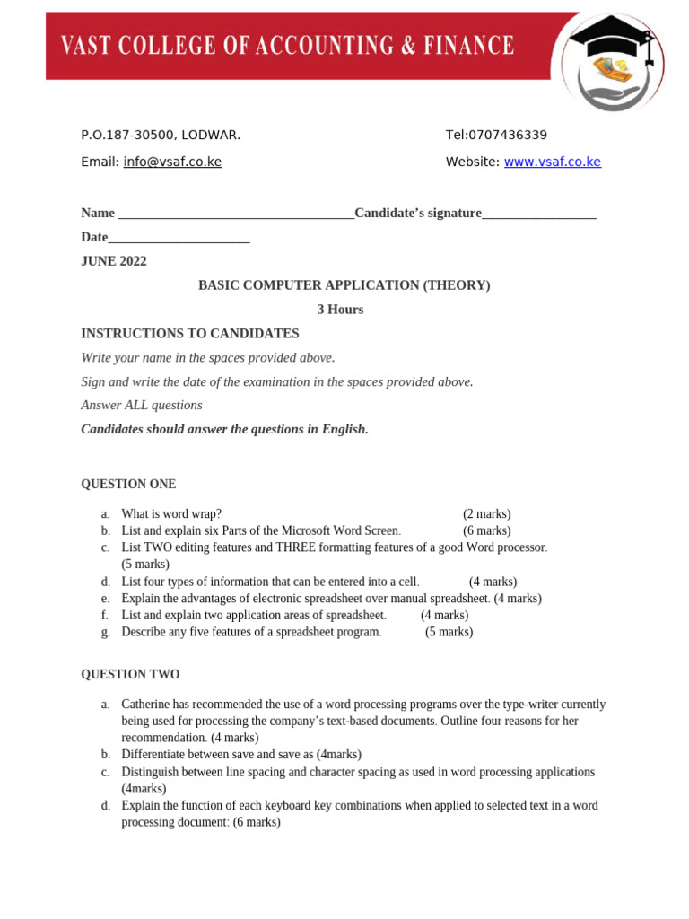 Computer Packages Exams | PDF