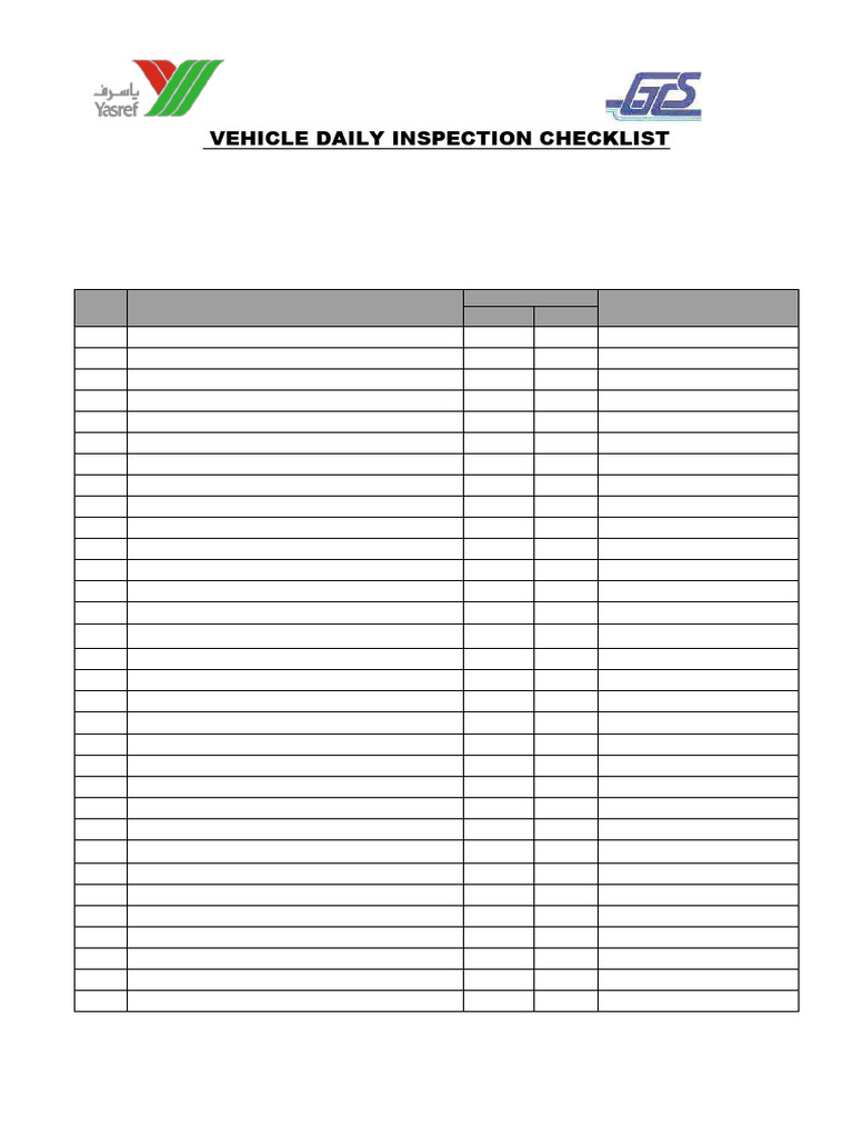 Vehicle Daily Inspection Checklist | PDF