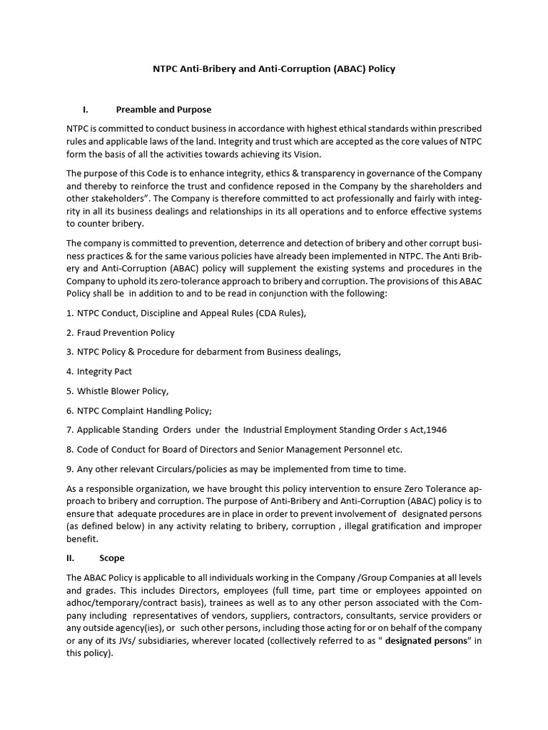 NTPC ABAC Policy 2023 | PDF