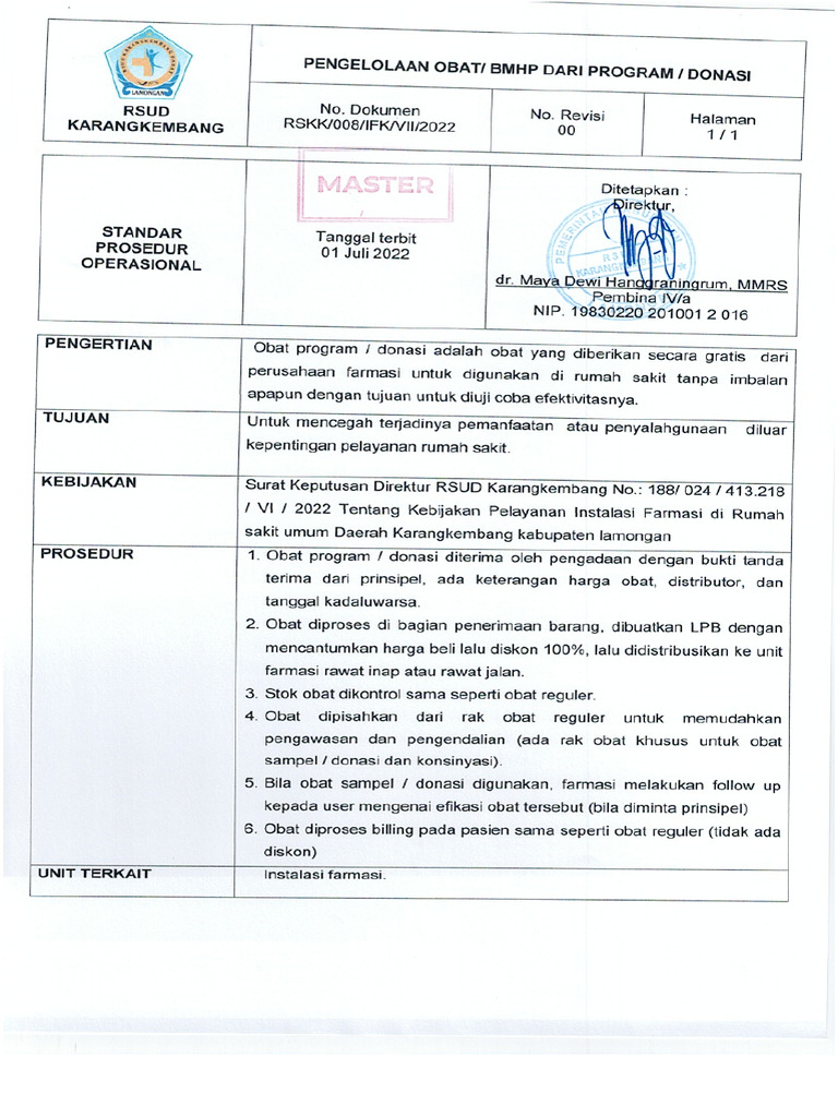 Sop Obat Donasi Atau Program | PDF