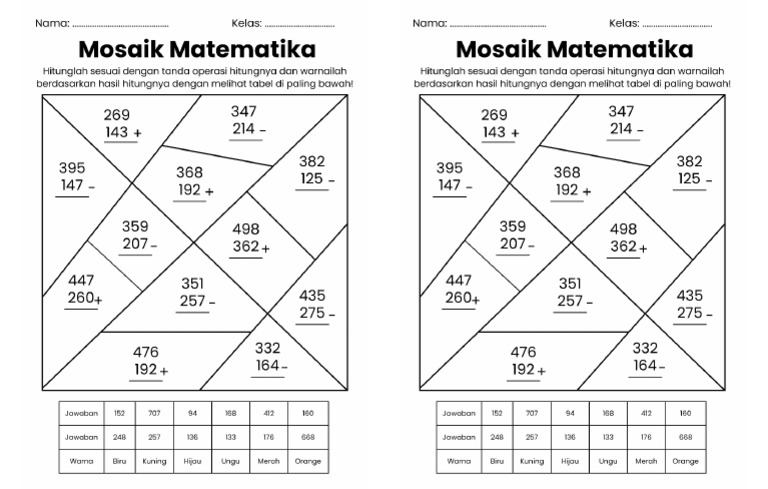 LKPD Penjumlahan & Pengurangan Nilai Ratusan Kelas 3A | PDF