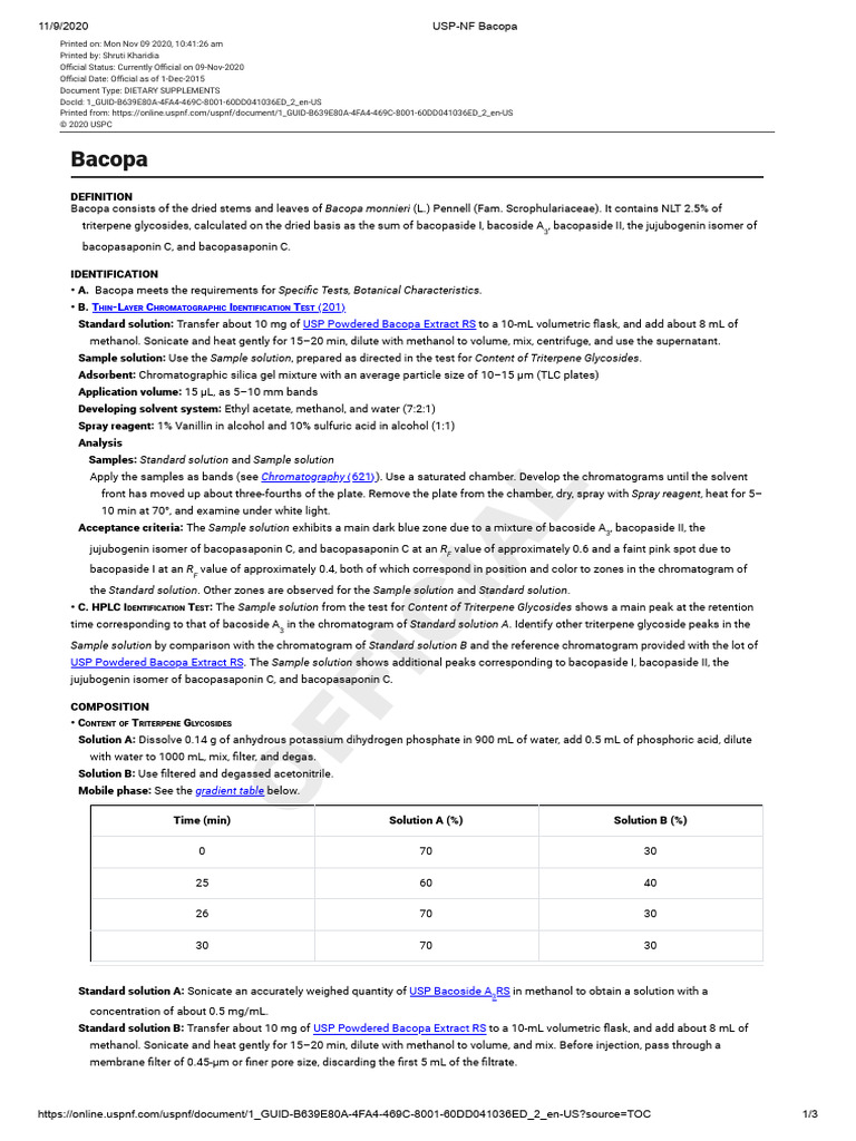 USP-NF Bacopa | PDF