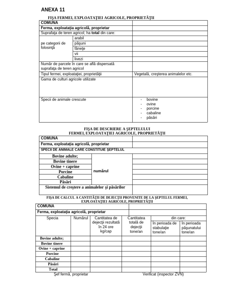 ANEXA11 - Documente de Evidenta A Exploatatiei-Cod de Bune Practici | PDF