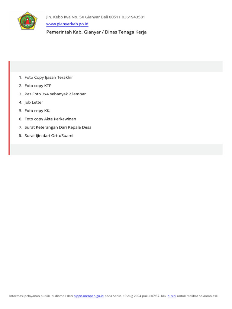 Unduh Standar Pelayanan - Pelayanan Pembuatan Kartu Tanda Kerja Luar ...