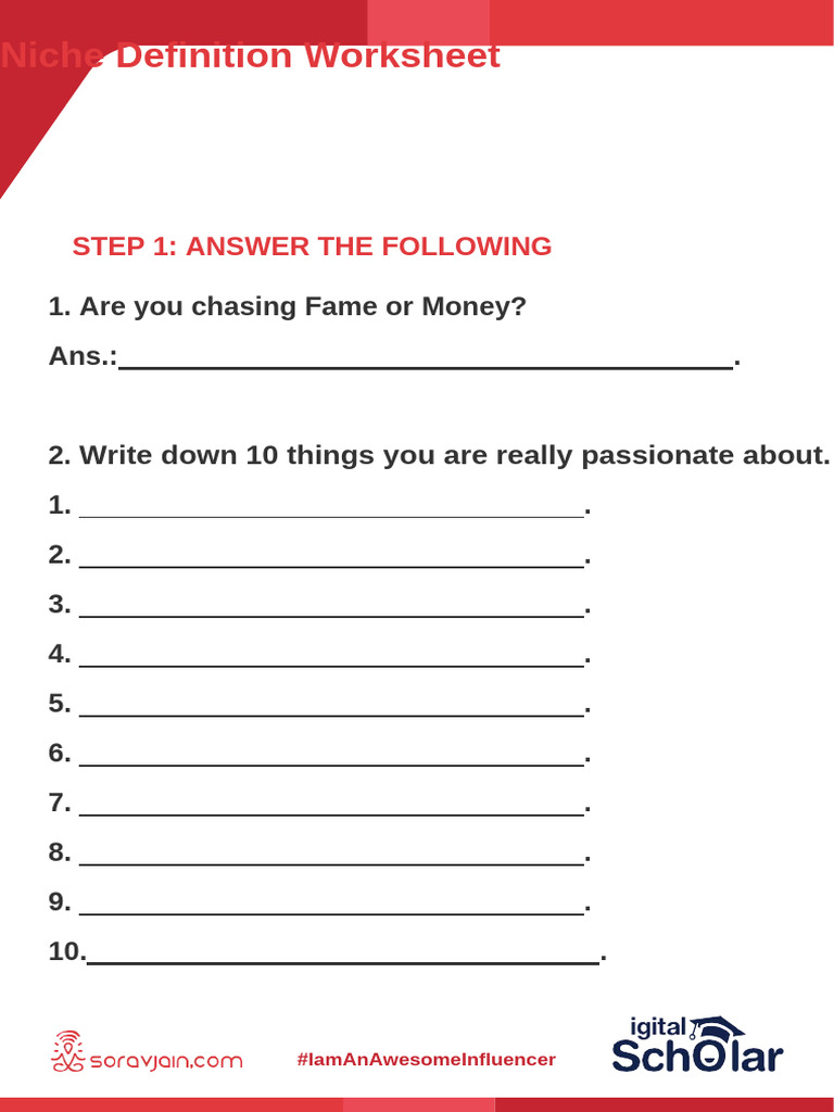 Ds Niche Worksheet | PDF