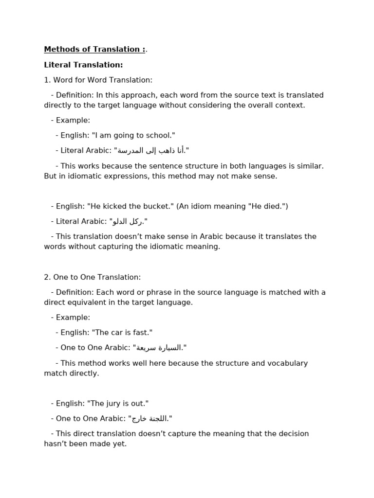 Translation 1 - Summary of Main Points | PDF