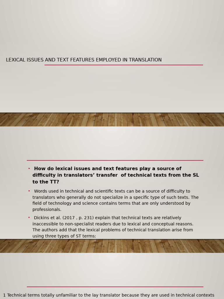 Lexical Issues and Text Features Employed in Translation | PDF