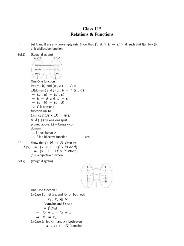 CBSE Worksheets For Class 12 Maths Relations and Functions Assignment 05 | PDF