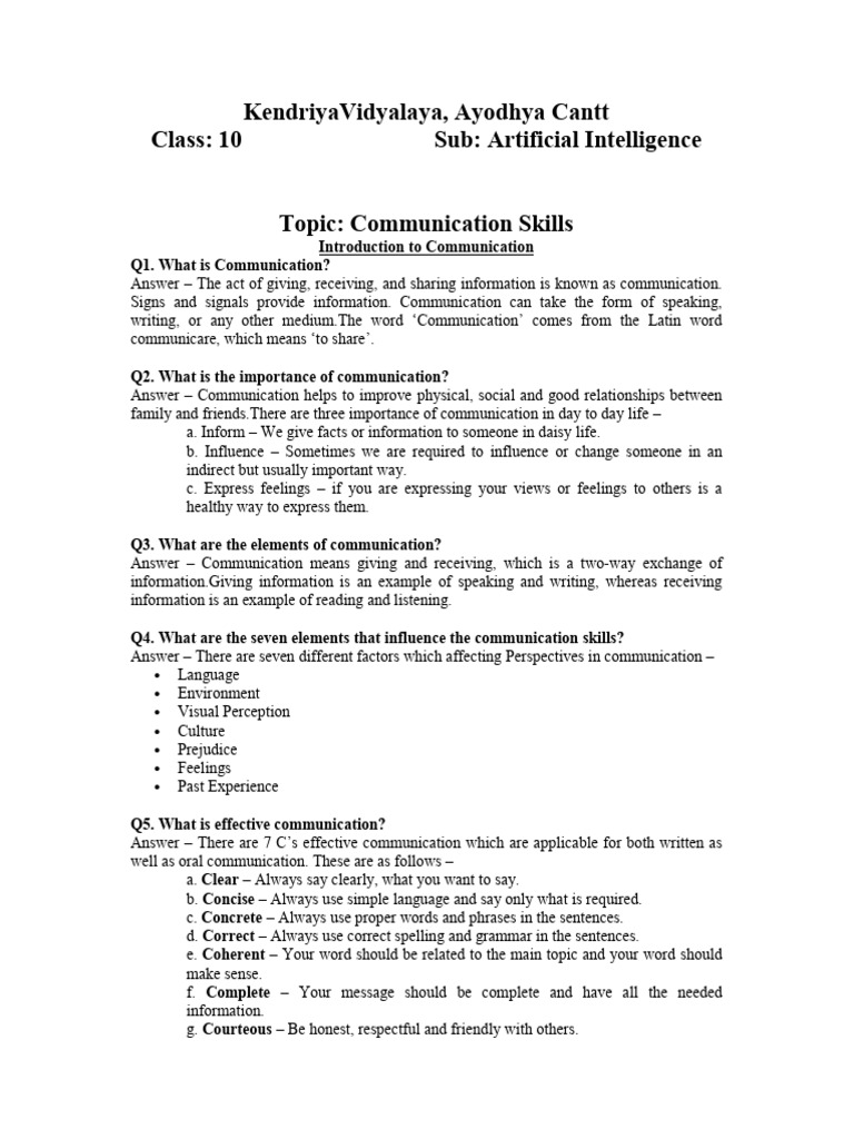 Notes Communication Skills | PDF | Verb | Communication