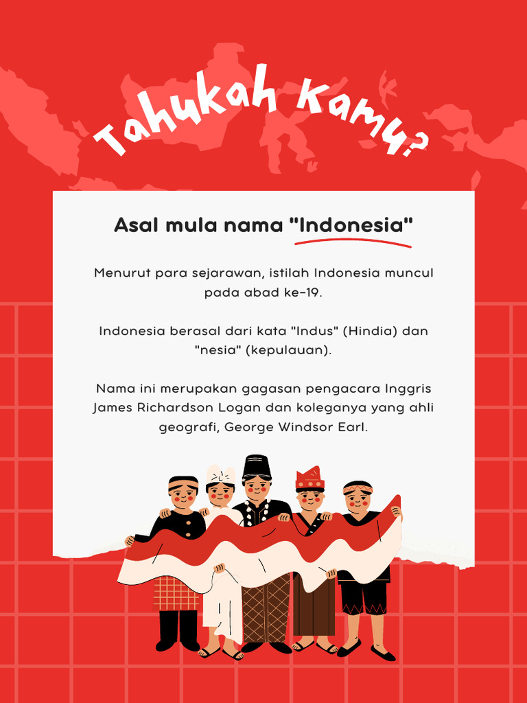 Poster Sejarah Nama Indonesia Minimal Merah | PDF