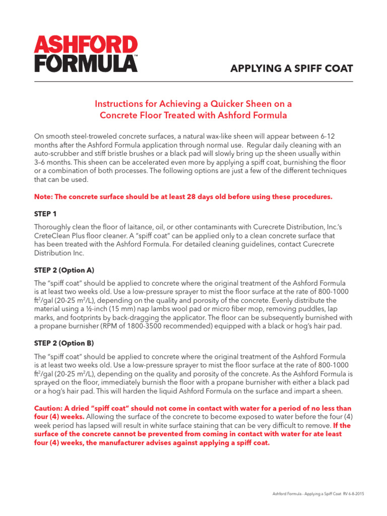 Ashford Formula Applying a Spiff Coat | PDF