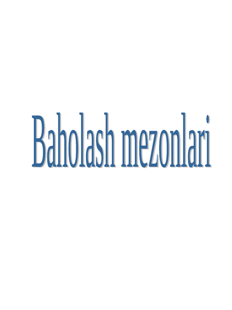 Baholash Mezonlari | PDF