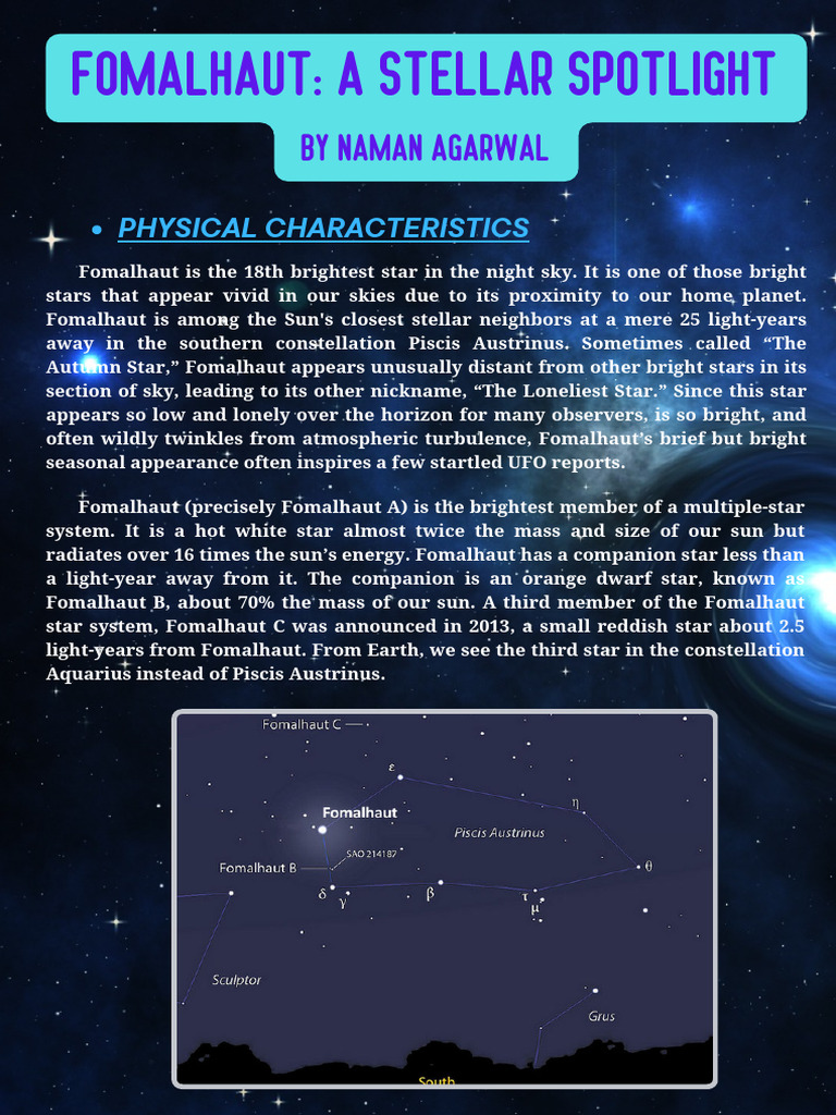 FOMALHAUT A STELLAR SPOTLIGHT by Naman Agarwal | PDF