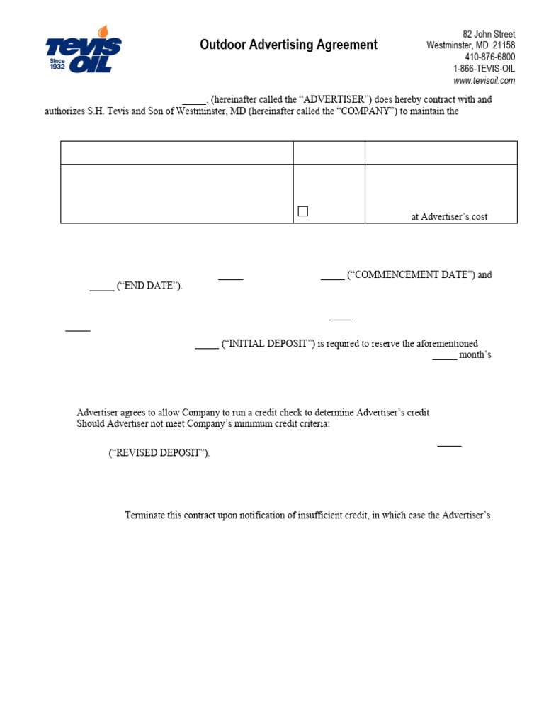 Sample Billboard Agreement | PDF