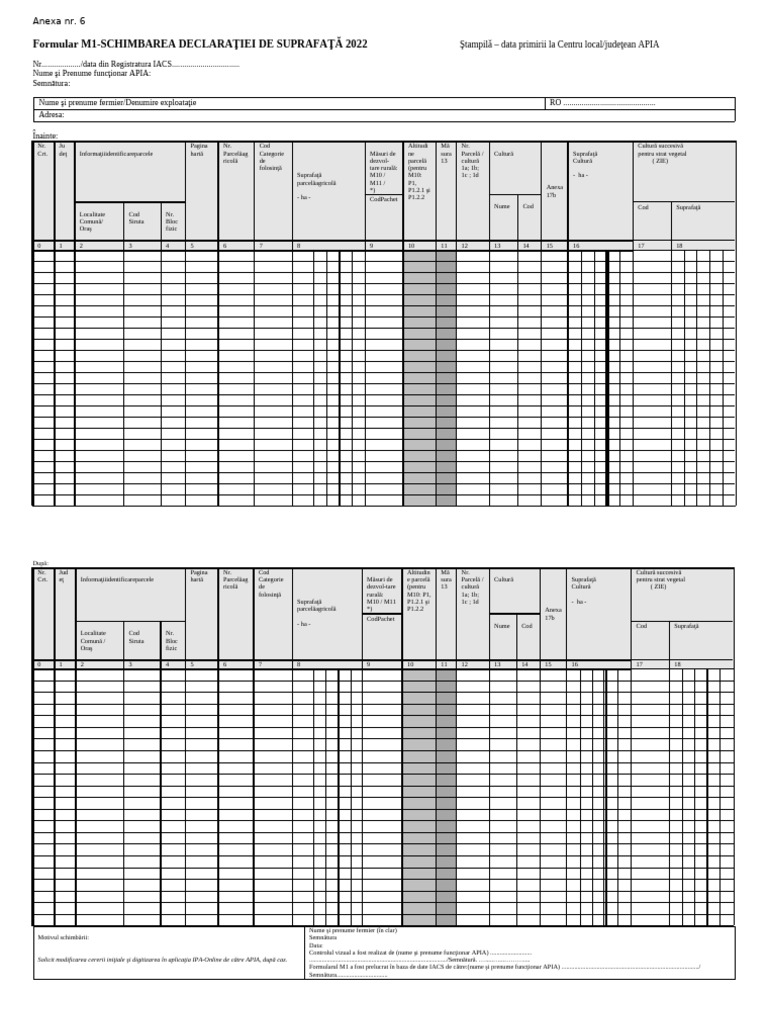 APIA Formular - M1 Schimbarea Declaratiei | PDF