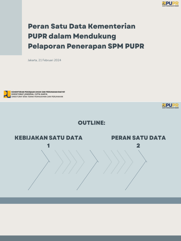 BTPP - Peran Satu Data Kementerian PUPR Dalam Mendukung SPM PUPR #3a | PDF