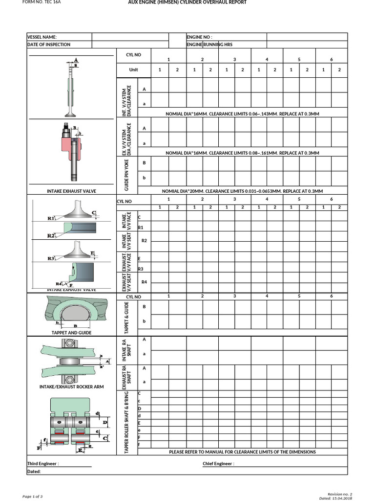 Tec 16 - Aux Eng Cyl Head Overhaul Report | PDF
