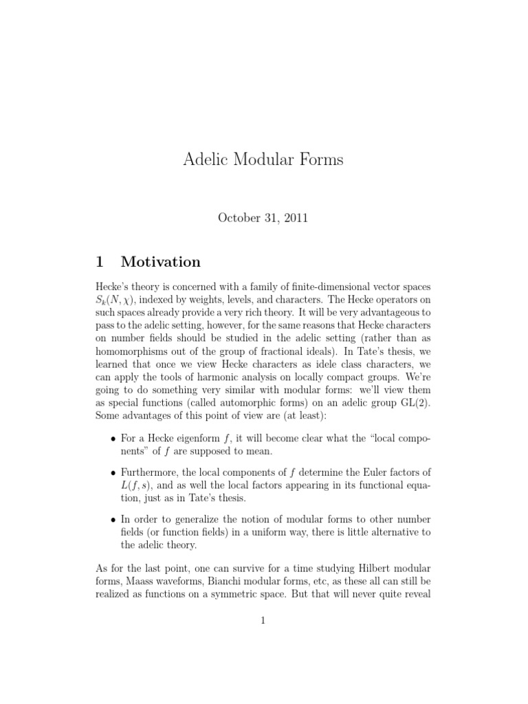 Adelic Modular Forms | PDF