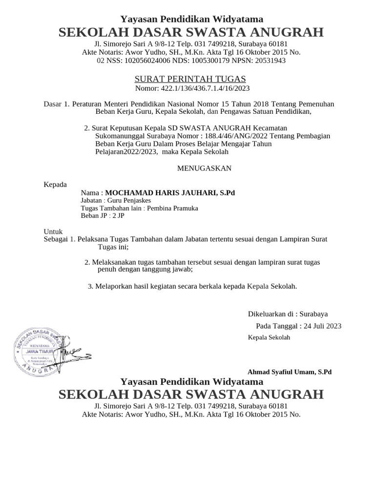 Format Surat Perintah Tugass | PDF