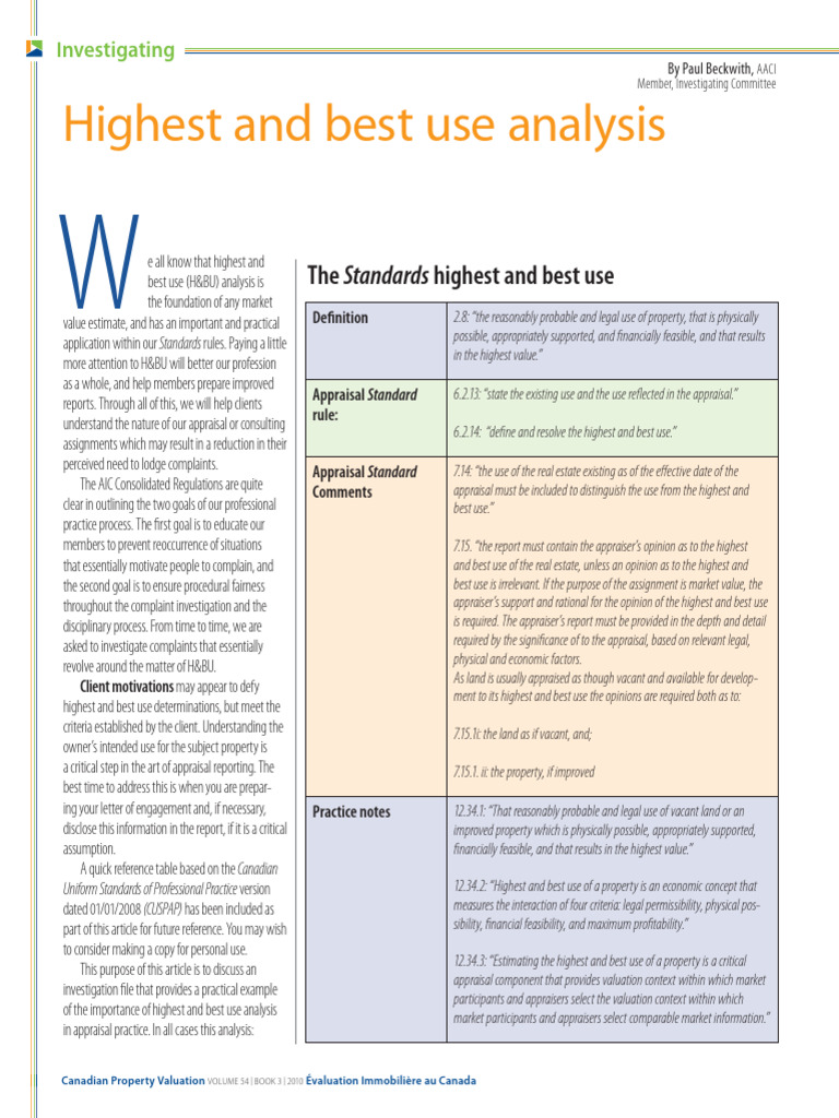 2010book 3highest and Best Use Analysis | PDF
