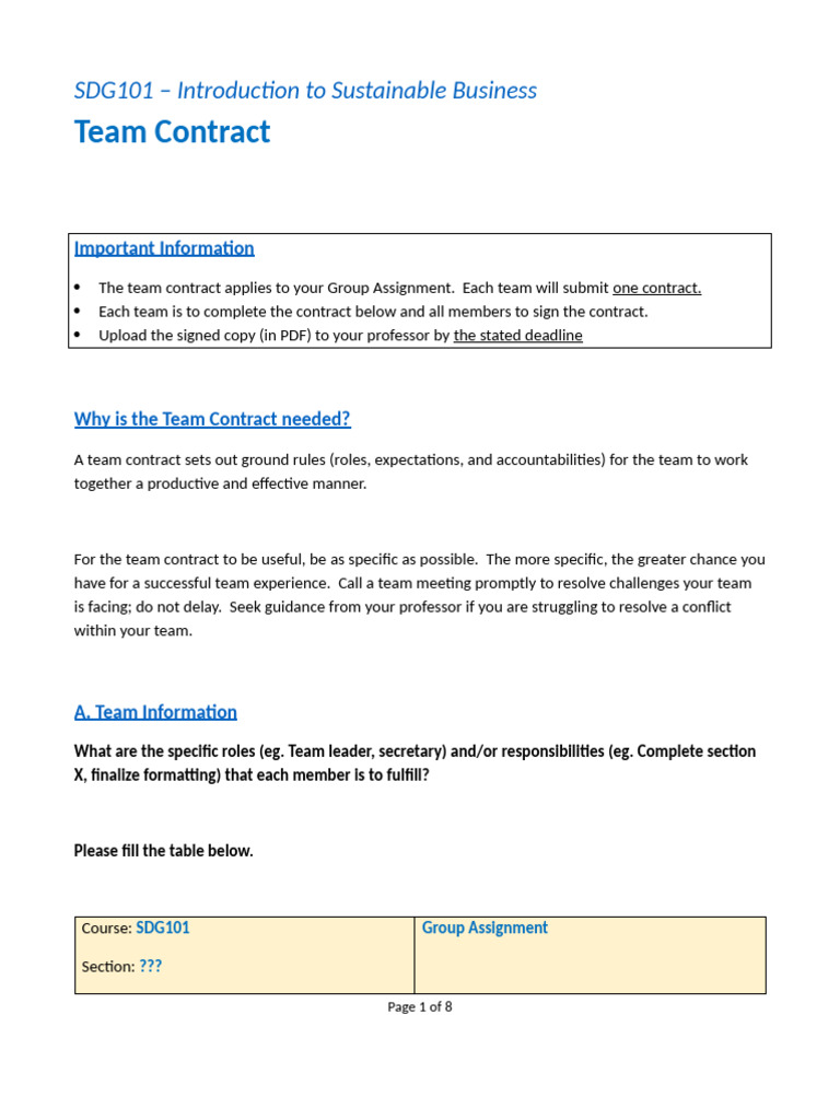 SDG101 - Team Contract v2 2 | PDF