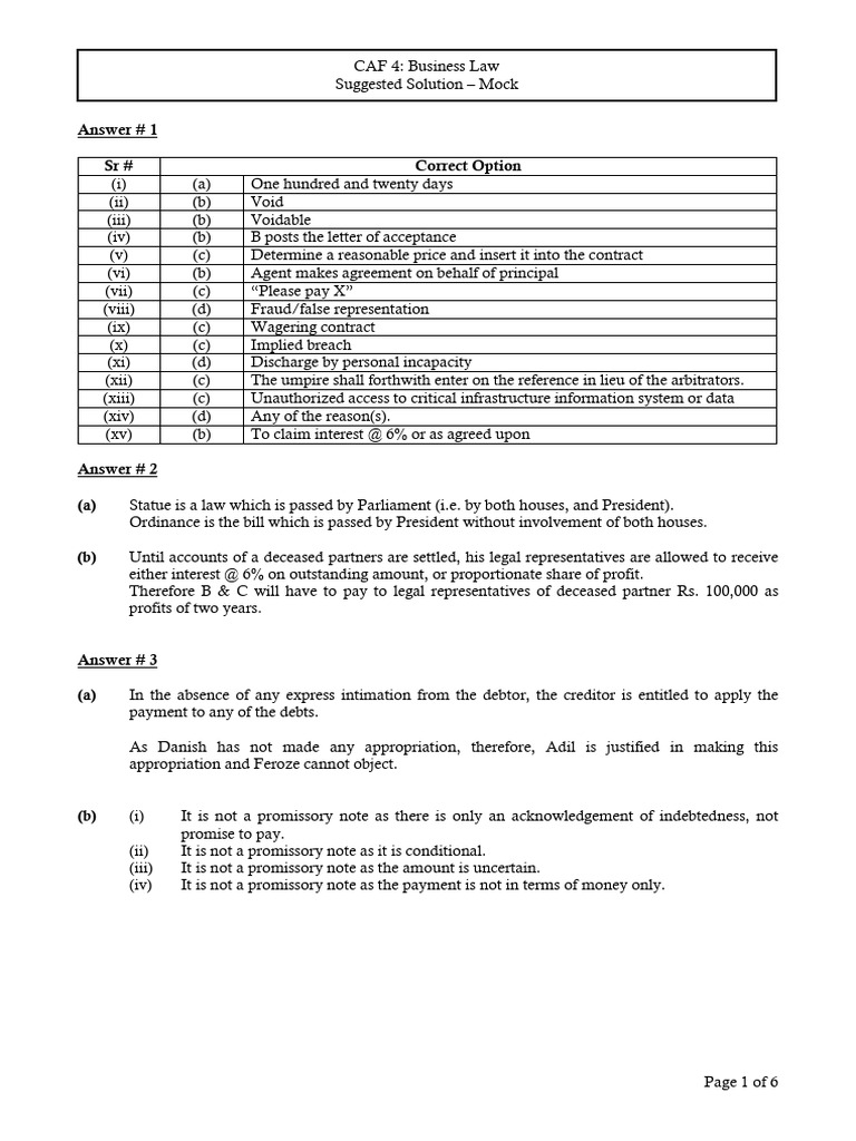 Mock - Suggested Solution CAF 4 - Autumn 2024 | PDF