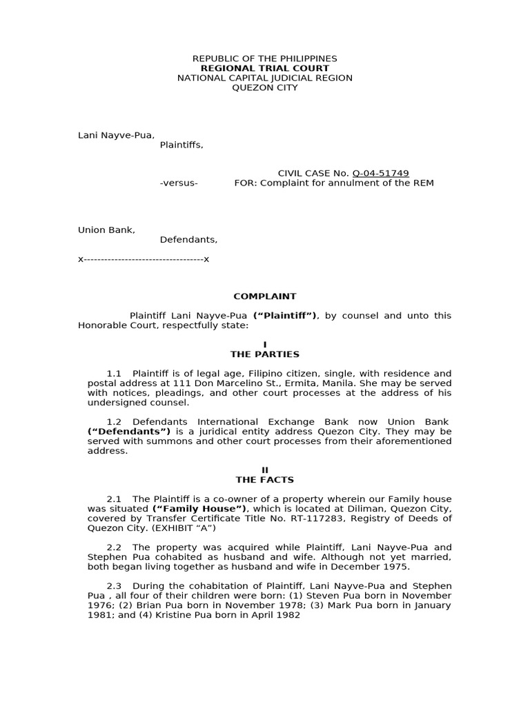 Complaint-Pleading Sample | PDF | Lawsuit | Complaint