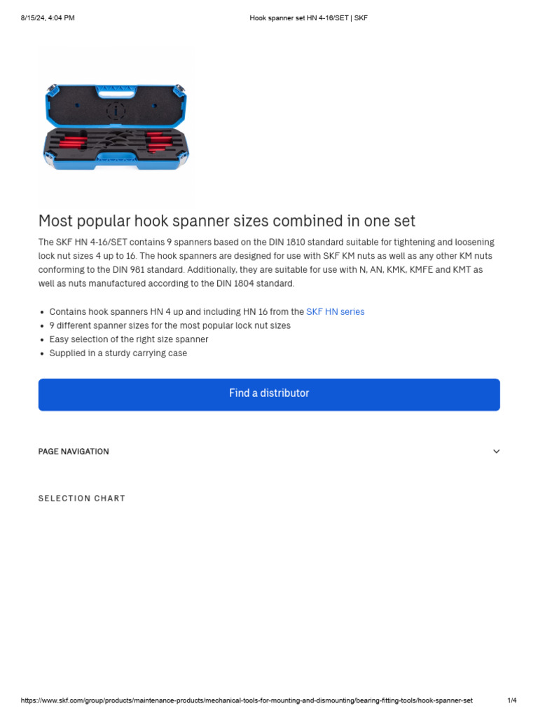 Hook spanner set HN 4-16_SET _ SKF | PDF