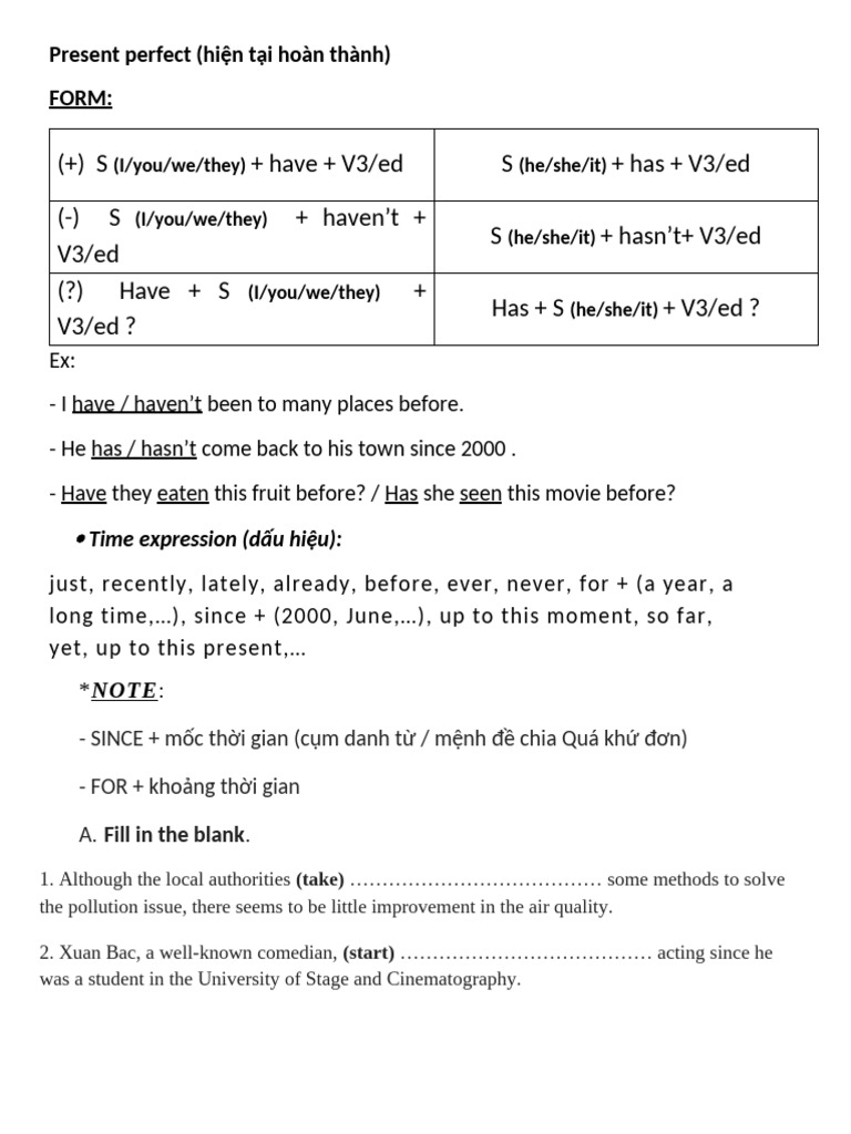 Present Perfect | PDF