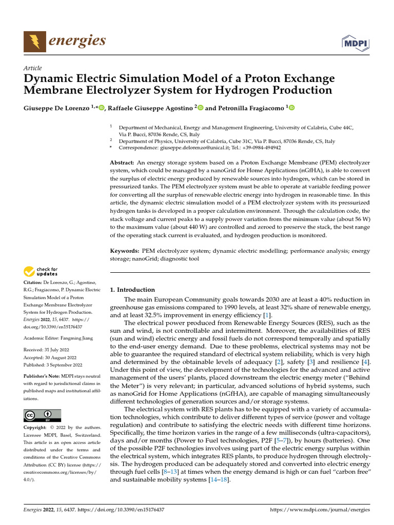Dynamic Electric Simulation Model of A Proton Exchange Membrane Electrolyzer System For Hydrogen ...