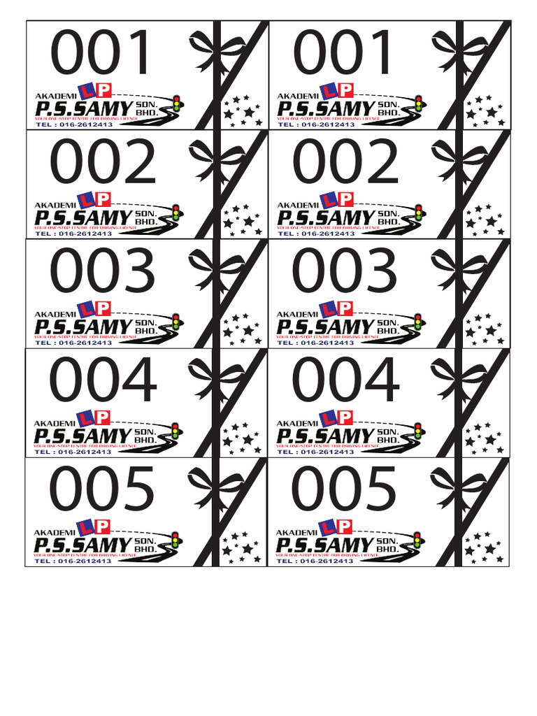 Lucky Draw 001 To 300 | PDF